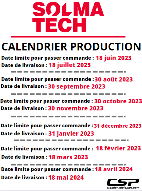 Solmatech | CSP | Calendrier de production